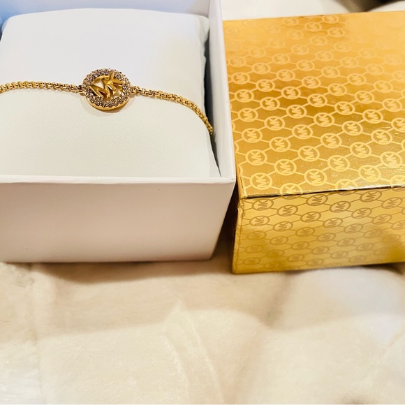 MICHAEL Michael Kors | Jewelry | Michael Kors Gold Tone Pave Mk Logo Bracelet Mkj73971 With ...